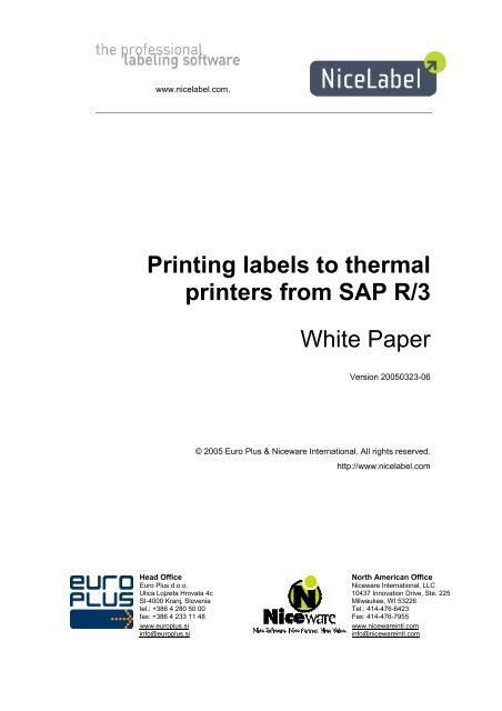 Printing Labels To Thermal Printers From Sap R 3 Nicelabel