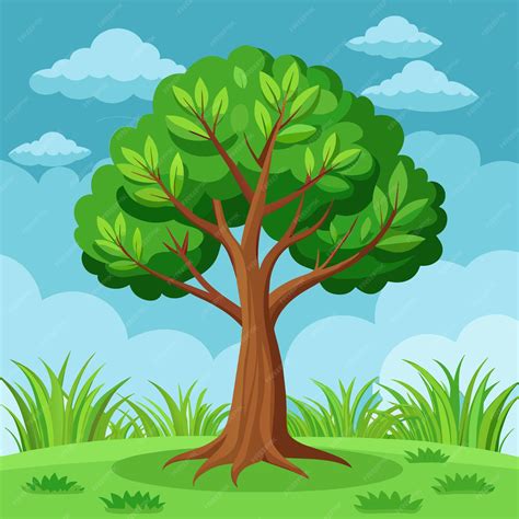 premium vector tree 2d animation style vector design and background