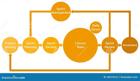 Scrum Framework Development Process Diagram Software Developers Sprints Infographic Stock