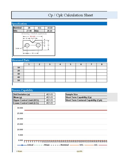 Cp Cpk Capability Calculation Sheet V3 Pdf Methodology Evaluation Methods
