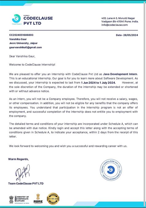 Vanshika Gaur On Linkedin Javadevelopment Intern Codeclause Internship