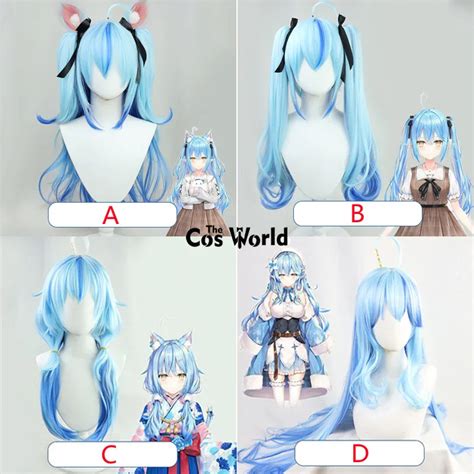 가상 유튜버 브투버 홀로그램 유키하나 라미 애니메이션 코스프레 가발 섬유 내열성 합성 헤어 가발 캡 Aliexpress