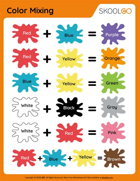 Color Mixing Worksheet 1st Grade