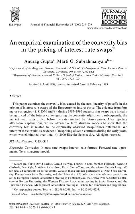 Pdf An Empirical Examination Of The Convexity Bias In The Pricing Of Interest Rate Swaps