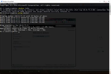 Cant Connect To Container Via Powershell Or Command Line But