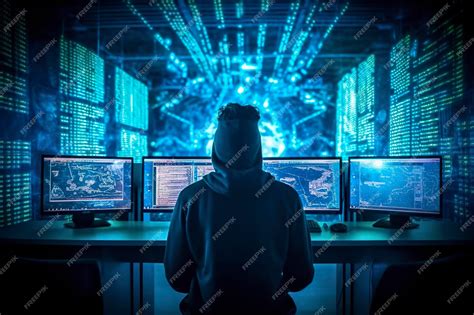 premium ai image back of anonymous robot hacker concept of hacking