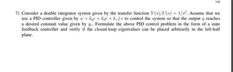 Solved 7 Consider A Double Integrator System Given By The