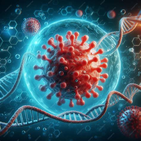 Premium Photo Molecular Dance A Captivating 3d Model Intertwining Virus And Dna Strands In