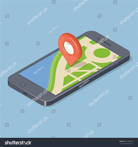 Red Pointer On Smartphone Map Gps Stock Vector Royalty Free 613482767 Shutterstock