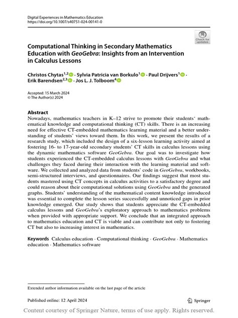 Computational Thinking In Secondary Mathematics Ed Pdf Teaching