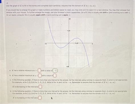 Solved 2 Use The Graph Of K To Fill In The Blanks And Co