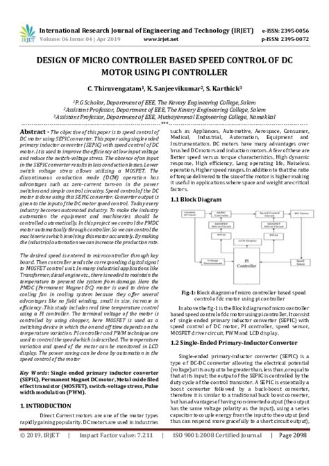 pdf irjet design of micro controller based speed control of dc motor