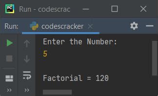 Python Program To Find Factorial Of A Number