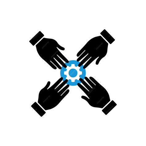 Premium Vector Team Work Team Hands Together Icon With Settings Sign Customize Setup Manage