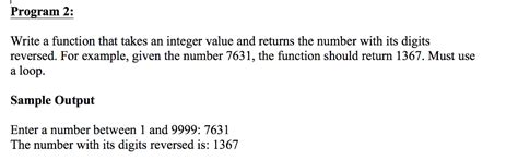 Solved Program 2 Write A Function That Takes An Integer