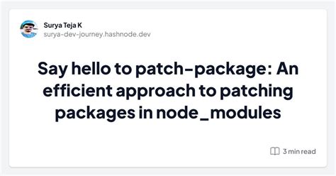 say hello to patch package an efficient approach to patching packages