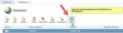 logging into phpmyadmin and your database in ispmanager control panel