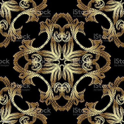 골드 자 수 바로크 완벽 한 패턴입니다 벡터 장식 질감된 배경입니다 태피 스 트리 꽃 장식 바로크 빅토리아 스타일에서을 다 마스크 천 자 수 장식 디자인입니다 그런 지