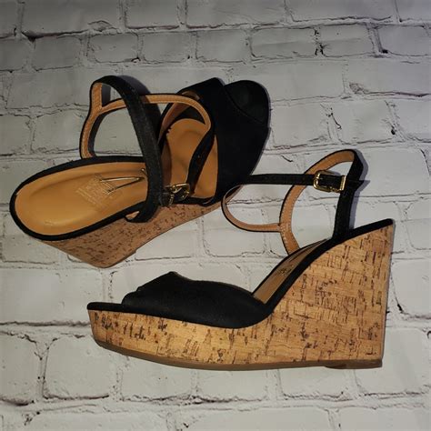 Cork Wedge Shoes Black