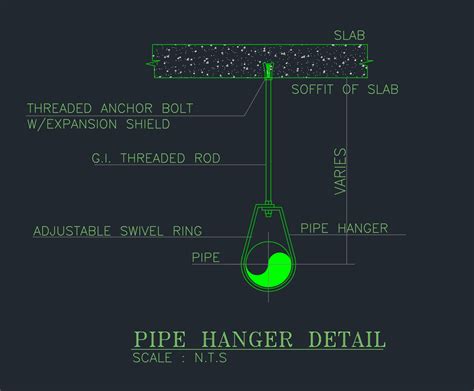 Pipe Hanger Detail Autocad Drawing For Piping System