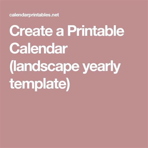 Create A Printable Calendar Landscape Yearly Template Printable