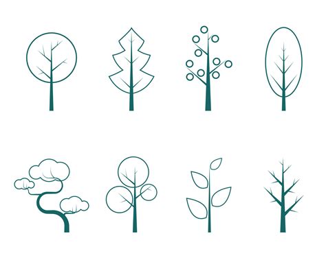 Tree Icons Set Vector Art At Vecteezy