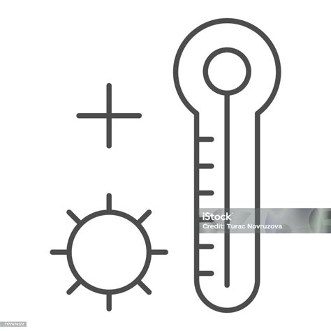 온도계 얇은 선 아이콘입니다 온도 스케일 벡터 그림은 흰색으로 격리되어 있습니다 온도 도 개요 스타일 디자인 웹 및 응용