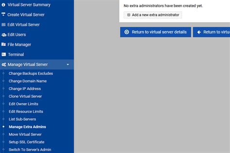 setup user admins virtualmin virtualmin community