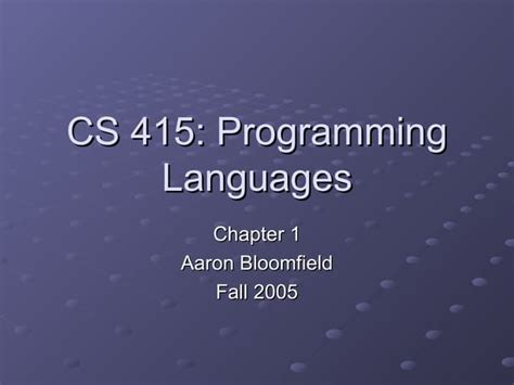 Brief Intro For Programming Languages 02 Chapter 1 Ppt