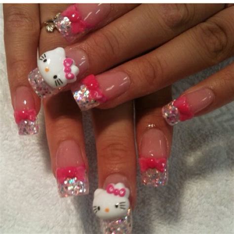 Hello Kitty Nails I Did Hello Kitty Nails Girls Nail Designs Hello