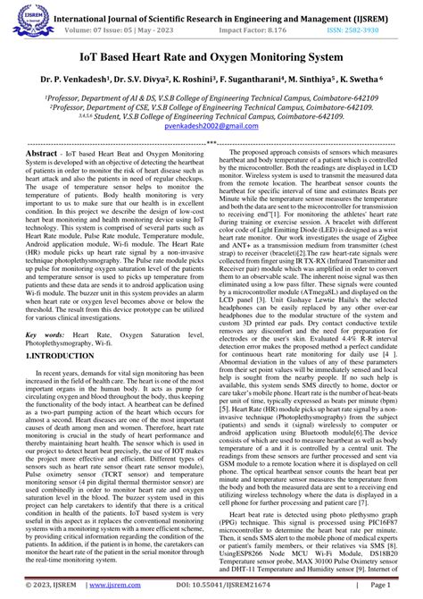 Pdf Iot Based Heart Rate And Oxygen Monitoring System