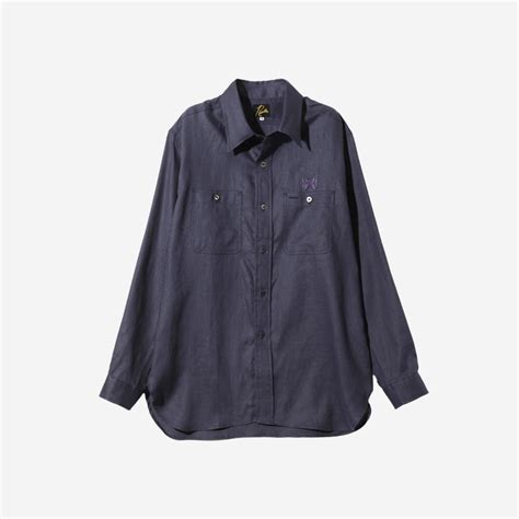 니들스 린넨 캔버스 워크 셔츠 퍼플 Needles Kream