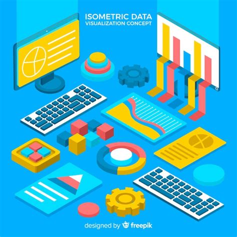 Free Vector Isometric Data Visualization Elements Background