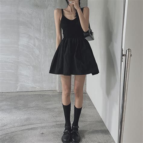 [오늘출발 오늘도착 블랙] 골지나시미니원피스 Ops 에이블리