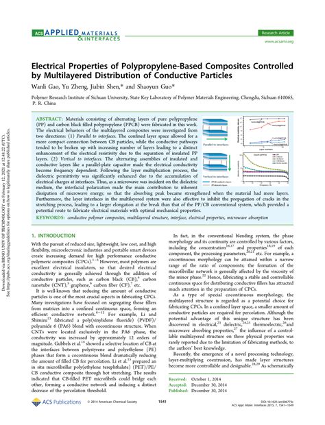Pdf Electrical Properties Of Polypropylene Based Multilayered Composites Controlled By