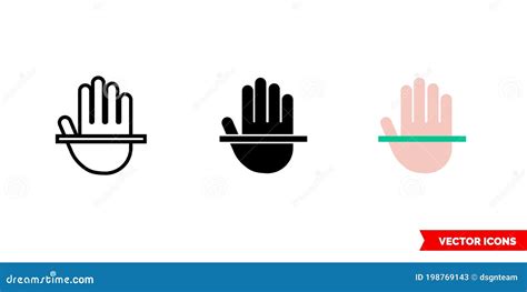 Palm Scan Icon Of 3 Types Color Black And White Outline Isolated