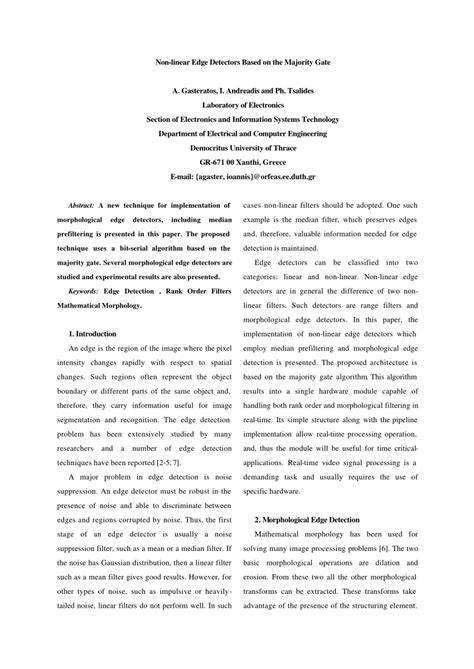 Pdf Non Linear Edge Detectors Based On The Majority Gate
