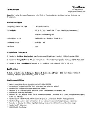 UI Developer Or Front End Developer PDF
