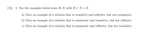 Solved 5 1 For The Examples Below State Rx With R⊂x×x A