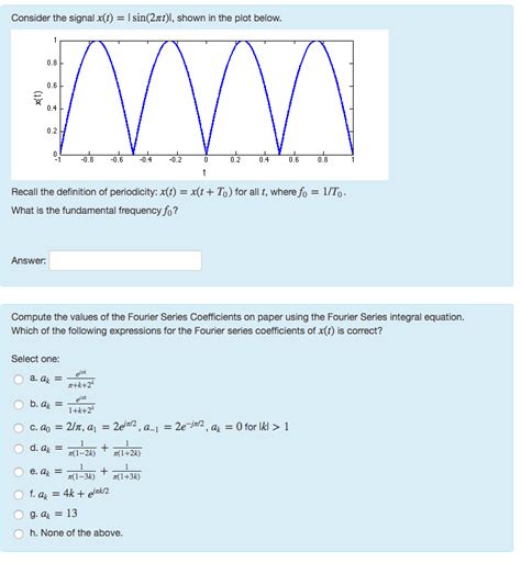 Solved Consider The Signal X T Sin 2 Pi T Shown In