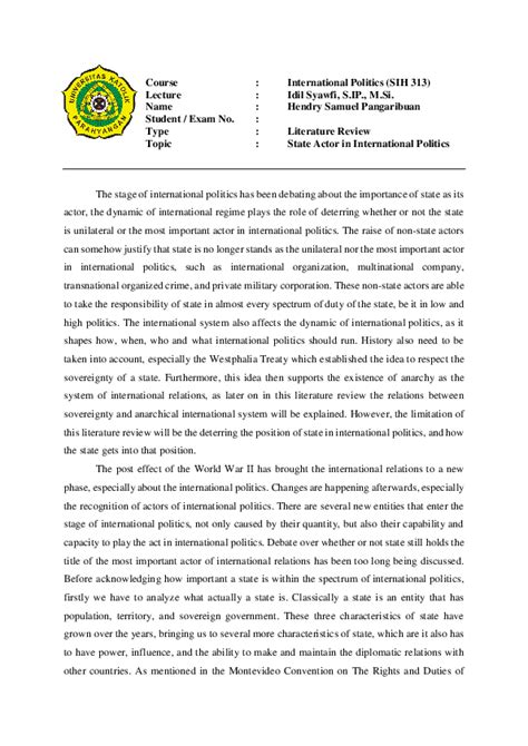 Doc State Actor In International Politics