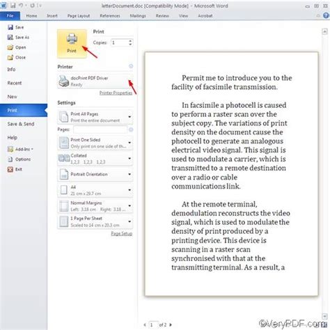 How To Use Docprint Pdf Driver Printer To Convert Word To Png Image