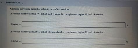 Solved Calculate The Volume Percent Of Chegg