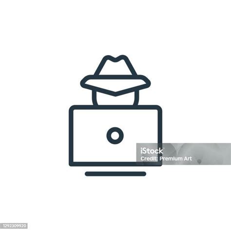 해킹 아이콘 사이버 컬렉션에서 흰색 배경에 격리 된 얇은 선형 해킹 개요 아이콘 라인 벡터 사인 웹 및 모바일 기호 검사자에