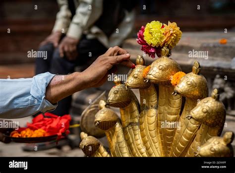Lalitpur Nepal 14th June 2022 A Devotee Performs A Worship Ritual To The Throne Of The King