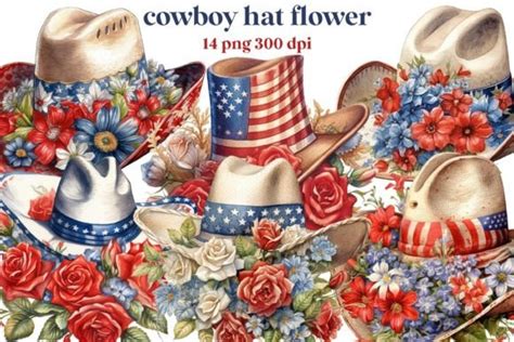 Patriotic Cowboy Hat Flower Retro Graphic By Truthkeep · Creative Fabrica