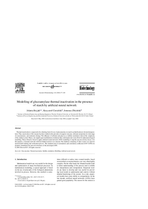 Pdf Modelling Of Glucoamylase Thermal Inactivation In The Presence Of