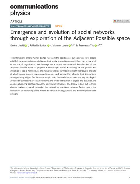 Pdf Emergence And Evolution Of Social Networks Through Exploration Of