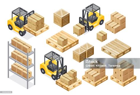 지게차화물 트럭 배달 일러스트 장비 창고 등자극성 벡터 그림입니다 선반 제작물에 대한 스톡 벡터 아트 및 기타 이미지 선반 제작물 인포그래픽 창고 Istock