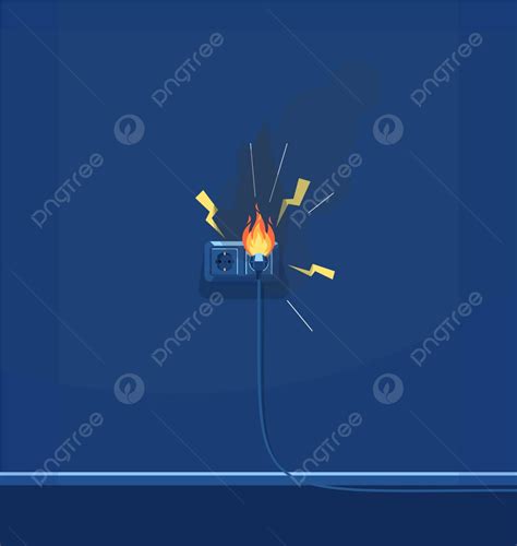 Semiflat Rgb Vector Illustration Of Electrical Short Circuit Vector Trouble Commercial